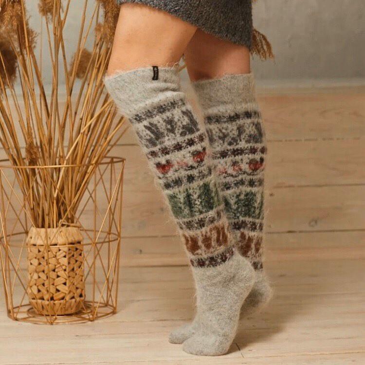 Unisex Forest Friends - Maxi Goat Wool Over-the-Knee Socks | Siberia ...
